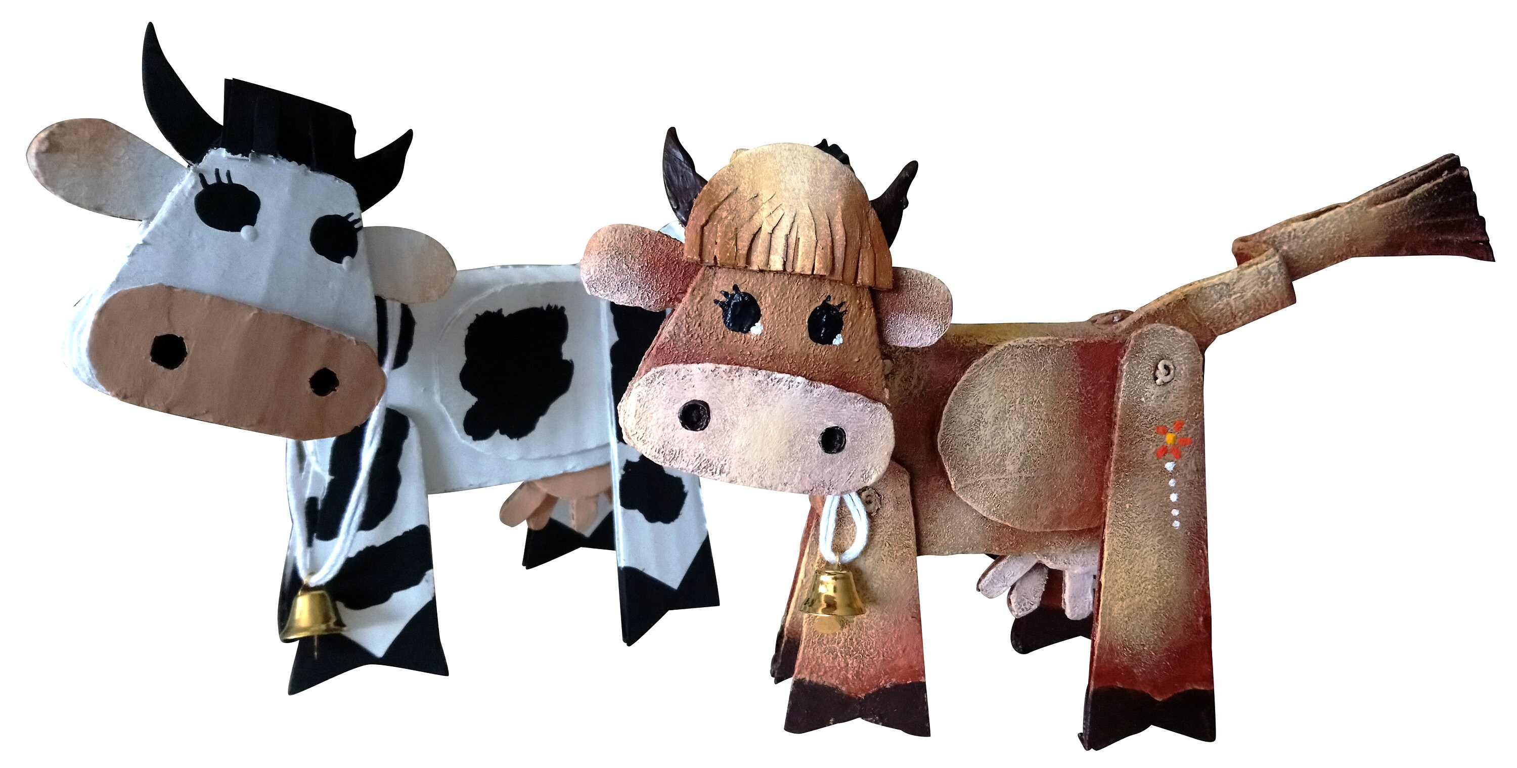 A Cow and a Donkey. Upcycled cardboard sculpture. Home décor. | Etsy