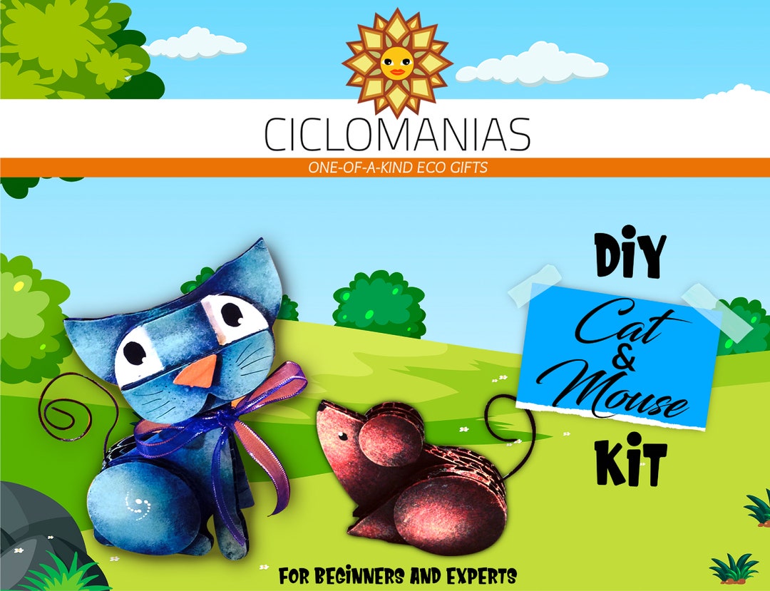 DIY Cat & Mouse Craft Kit: Recycled Cardboard Sculpture - Etsy