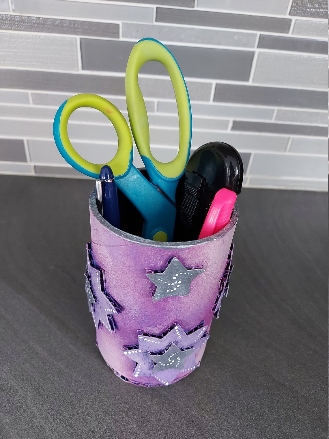 Cardboard Pen Holder for desk / home office art décor/ Desk | Etsy