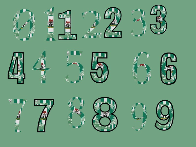 Nigerian Flag Alphabet & Number Clipart Bundle - A-Z, 0-9 | 90+ Pngs ...