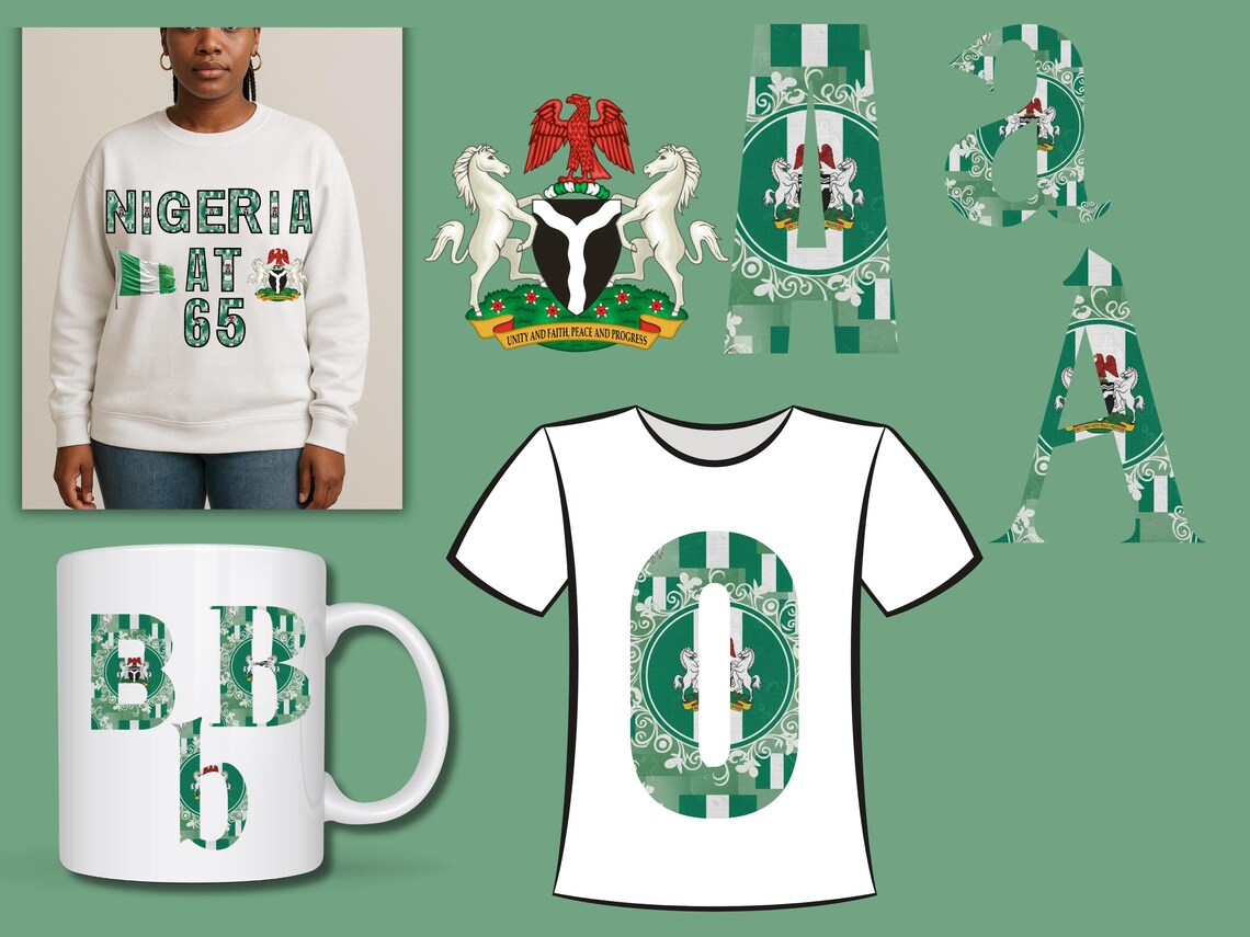 Nigerian Flag Alphabet & Number Clipart Bundle - A-Z, 0-9 | 90+ Pngs ...