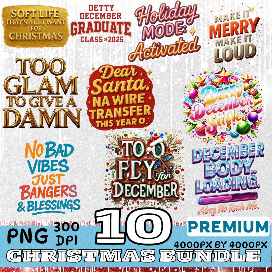 Bespokiet Detty December Christmas Bundle Clipart – 10 PNG Designs ...