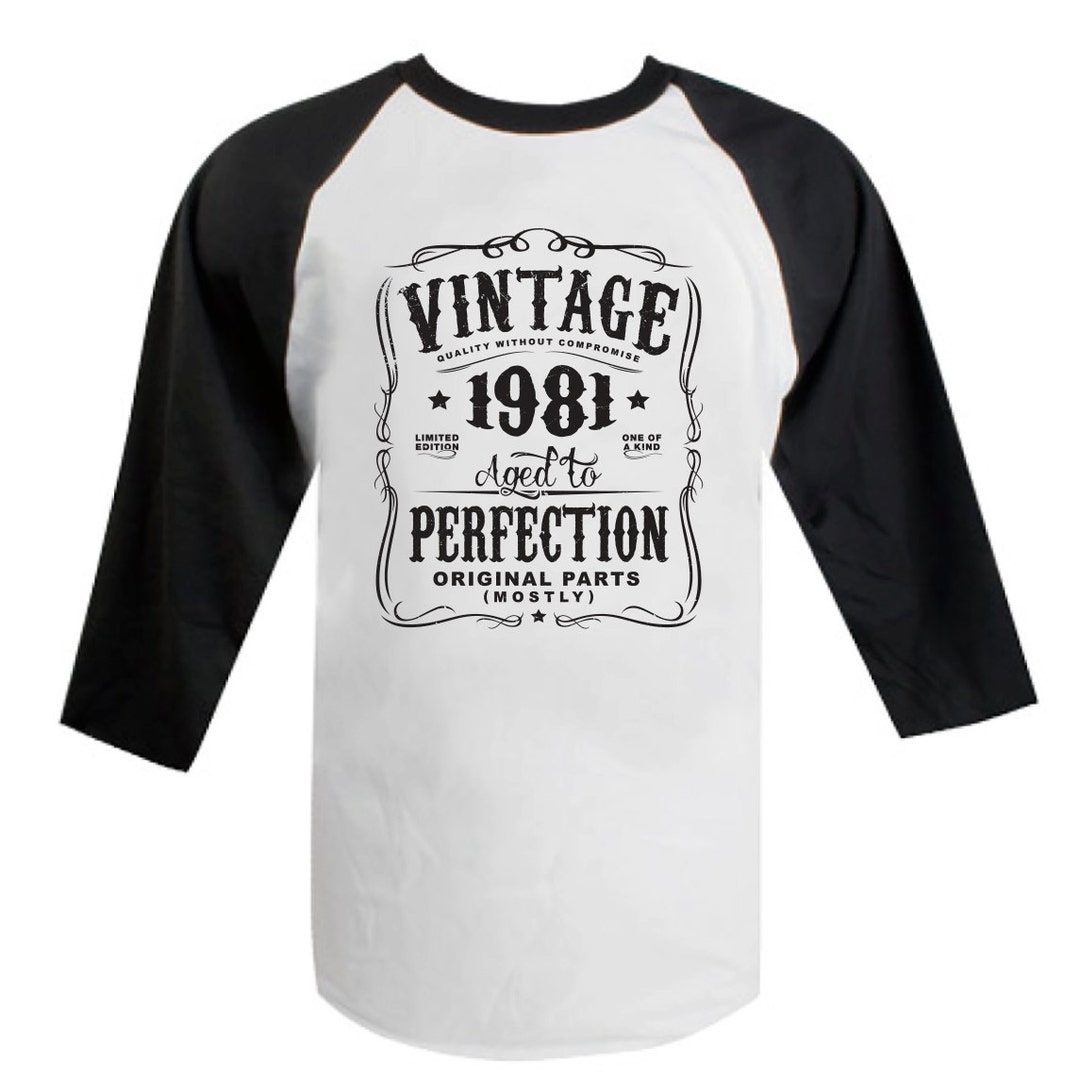 40th Birthday Raglan Baseball Tee Gift for Men and Women - Vintage 1981 ...