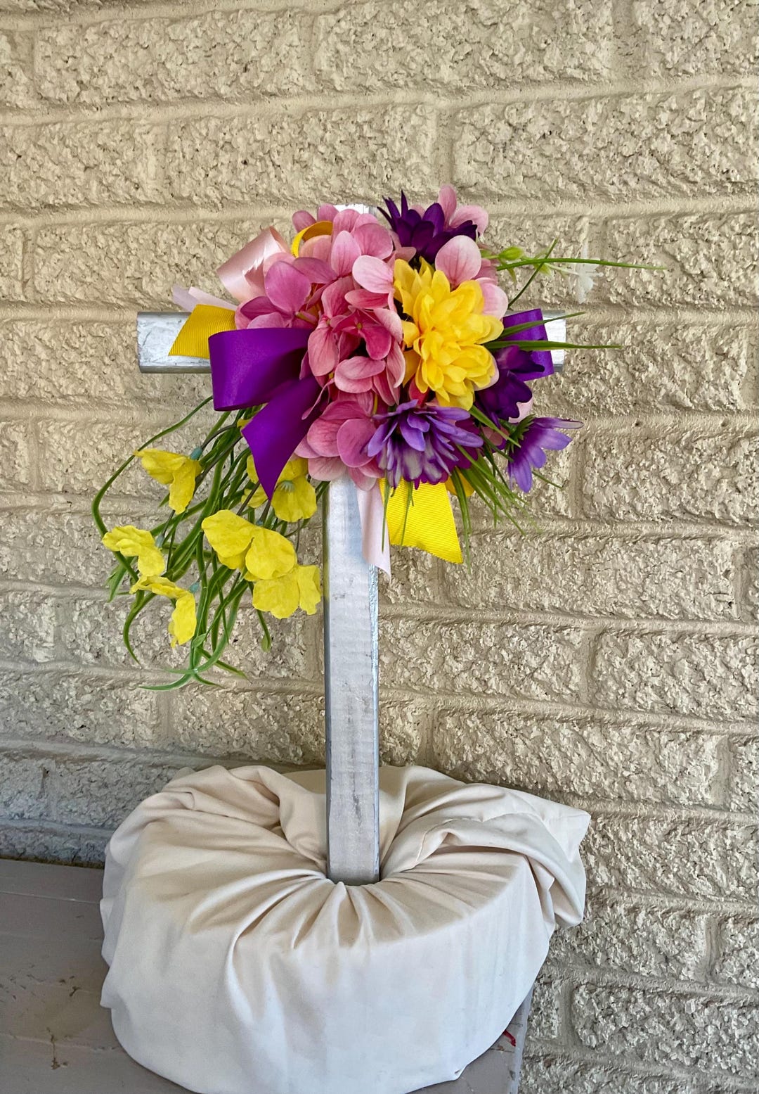 Spring Cemetery Cross for Grave, Spring Artificial Flowers Cemetery ...