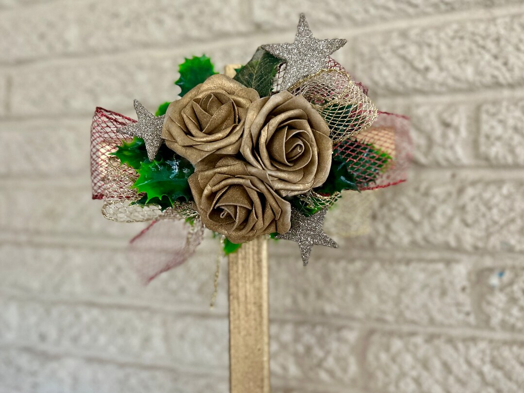 Christmas Cross for Cemetery Christmas Grave Flowers Holiday - Etsy
