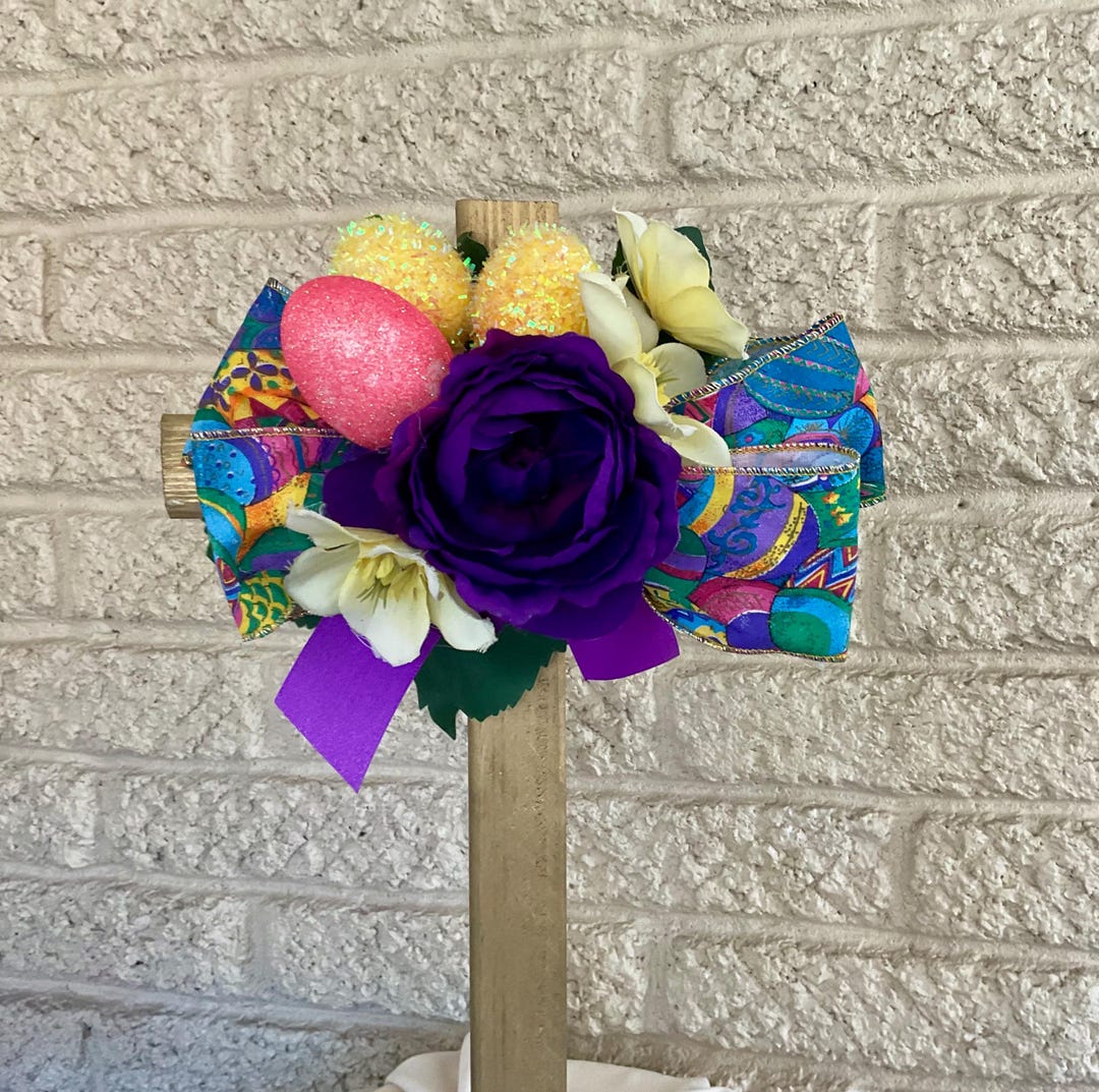 Easter Cross for Grave, Cemetery Flowers Pastel, Grave Decoration for ...