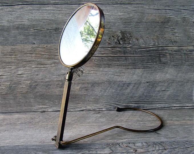 Vintage Brass Travel / Shaving Mirror - Around the Neck Mirror - Hands ...