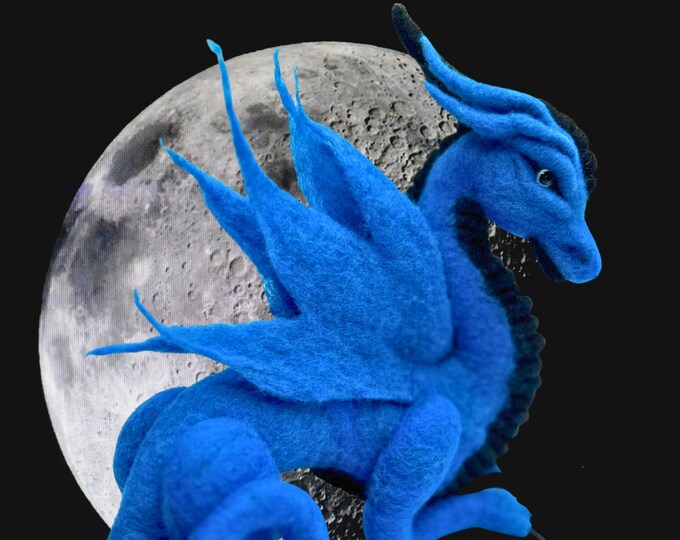 Needle Felted Dragon, Blue Moon Dragon, Altar Decor, Witchy Decor ...