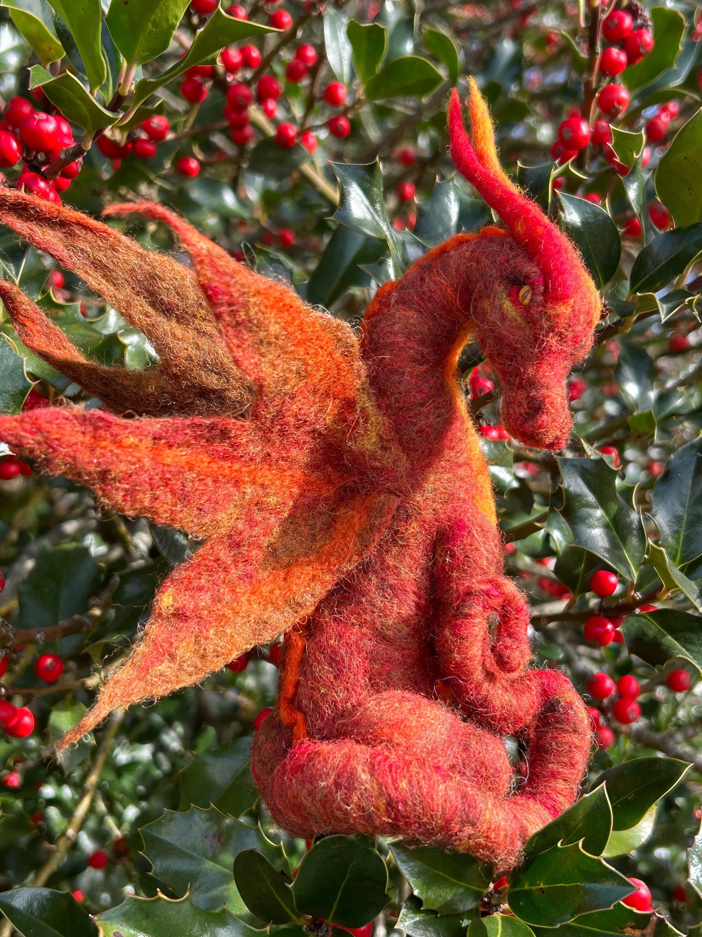 Needle Felted, Fire Dragon, Dragon Decor, Felted Art Doll, Dragon Art ...