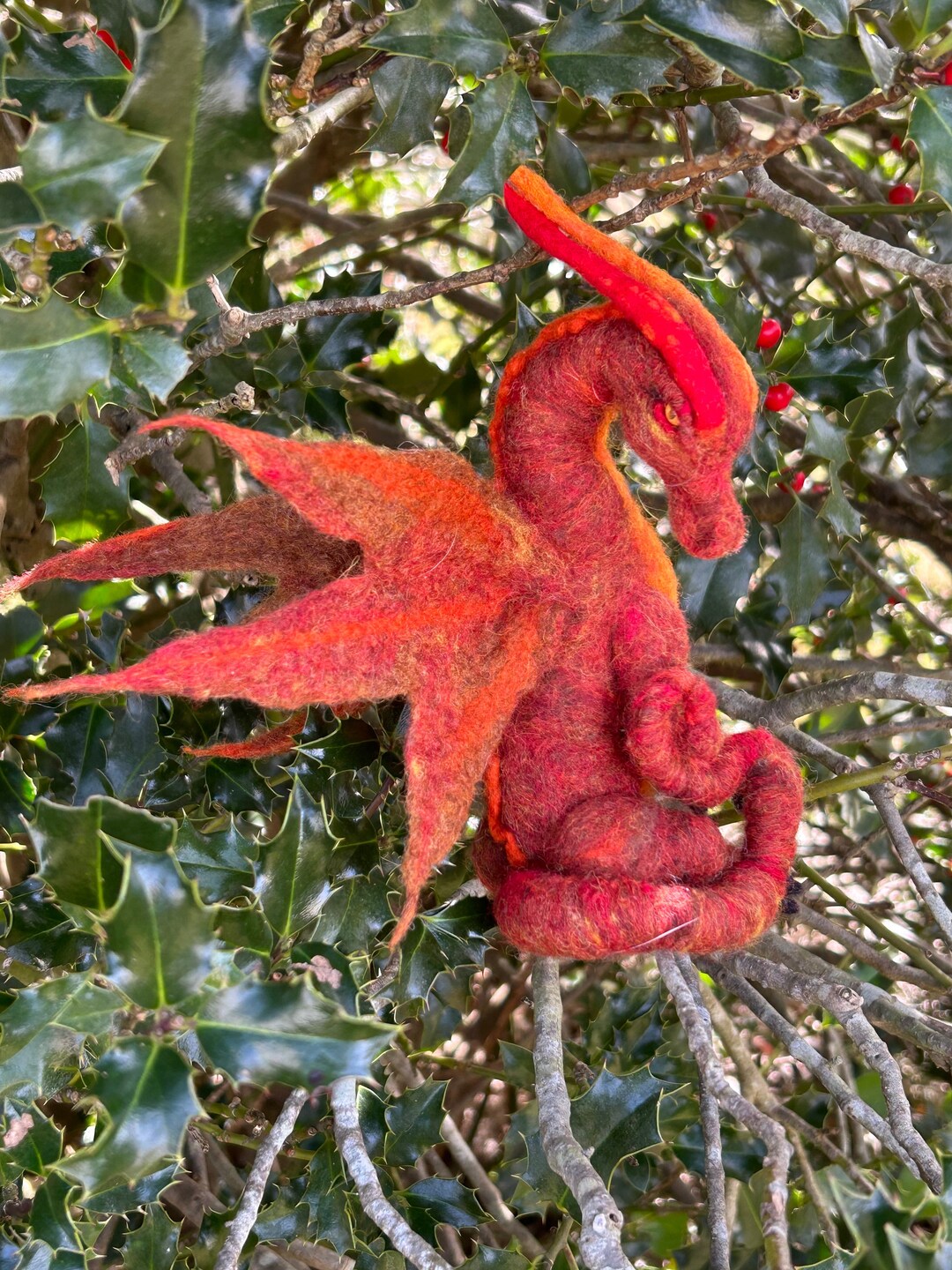 Needle Felted, Fire Dragon, Dragon Decor, Felted Art Doll, Dragon Art ...