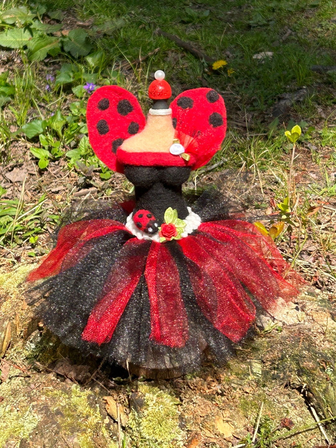 Needle Felted Lady Bug Decor Fairy Mannequin Fairy Decor - Etsy
