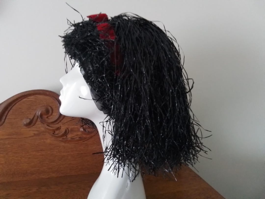 Vintage Swim Cap / Playtex / Raffia hair / Velvet Bow / Made in Western ...