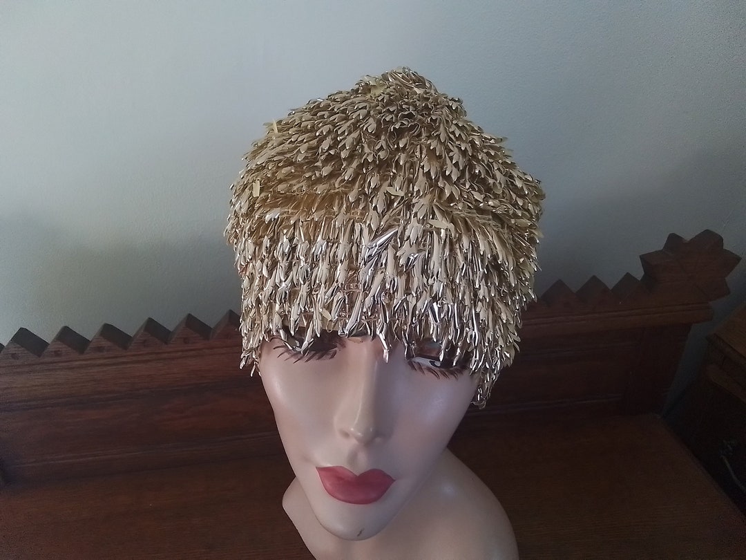 Vintage Swim Cap / U.S. Rubber / Metallic Gold / Fringe - Etsy