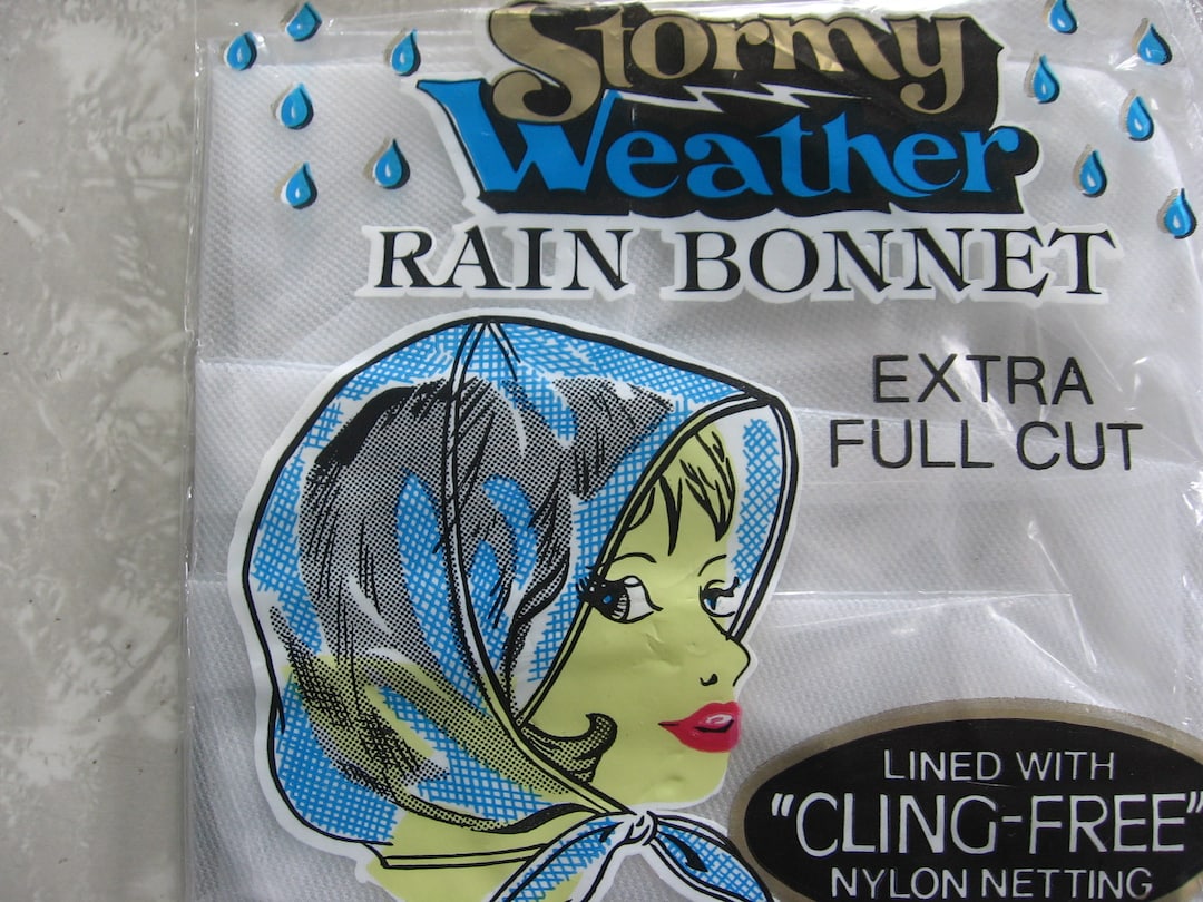 Vintage Rain Bonnet / Stormy Weather / Cling-free Nylon Netting / NOS ...