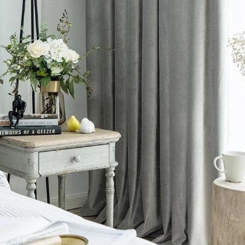 Silver Grey Luxury Velvet Curtains Custom Made Curtain - Etsy Canada