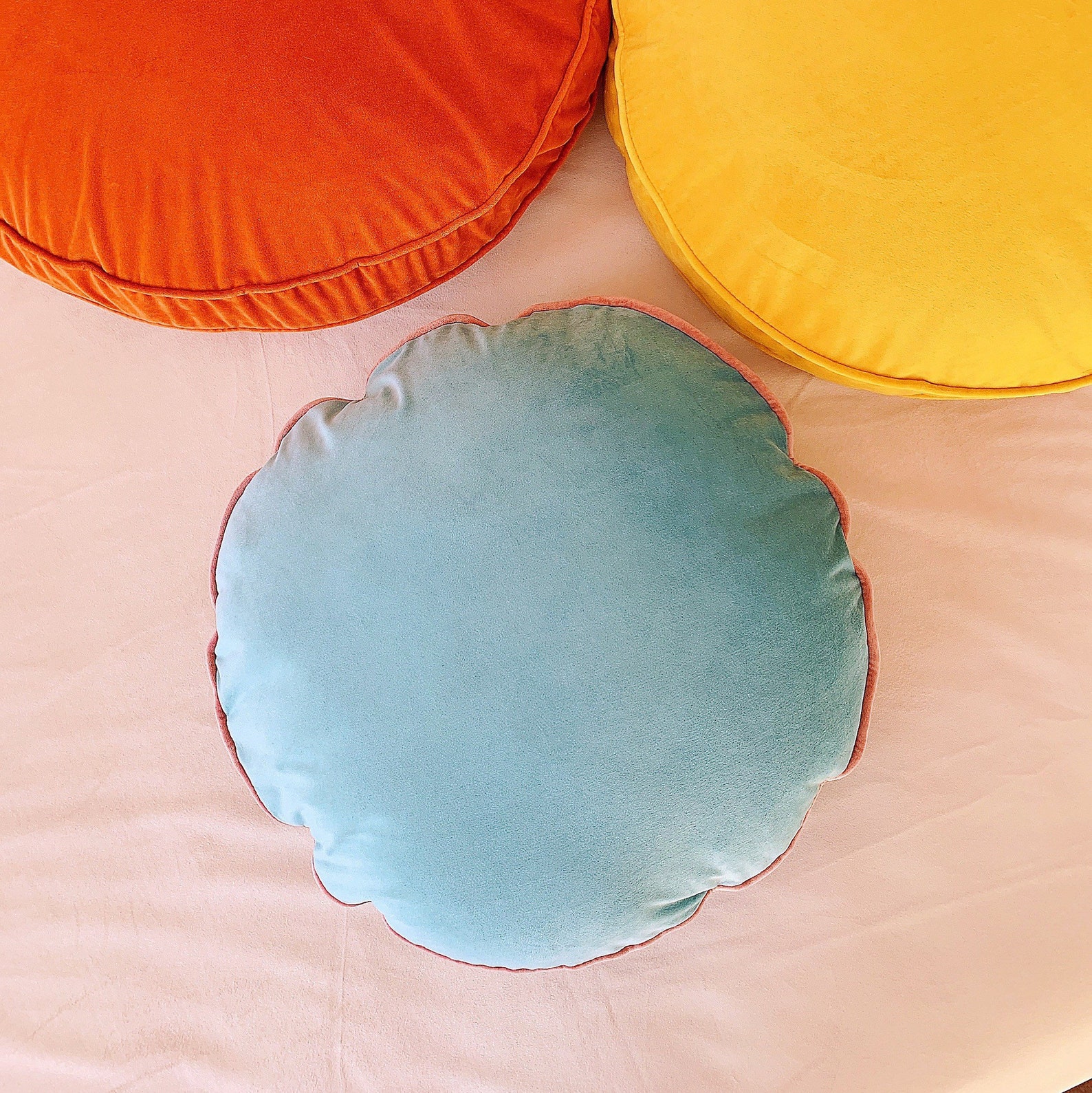 Baby Blue Velvet Cushion Cover Luxury Round Blue Nursery | Etsy