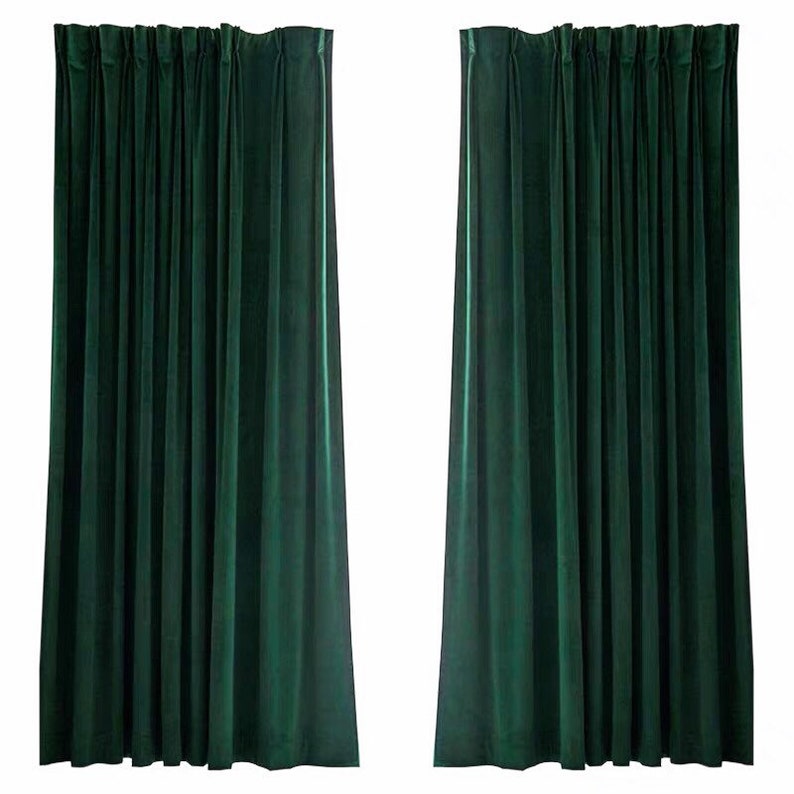 Emerald Green Matt Velvet Curtains Custom Made Rod Pocket - Etsy