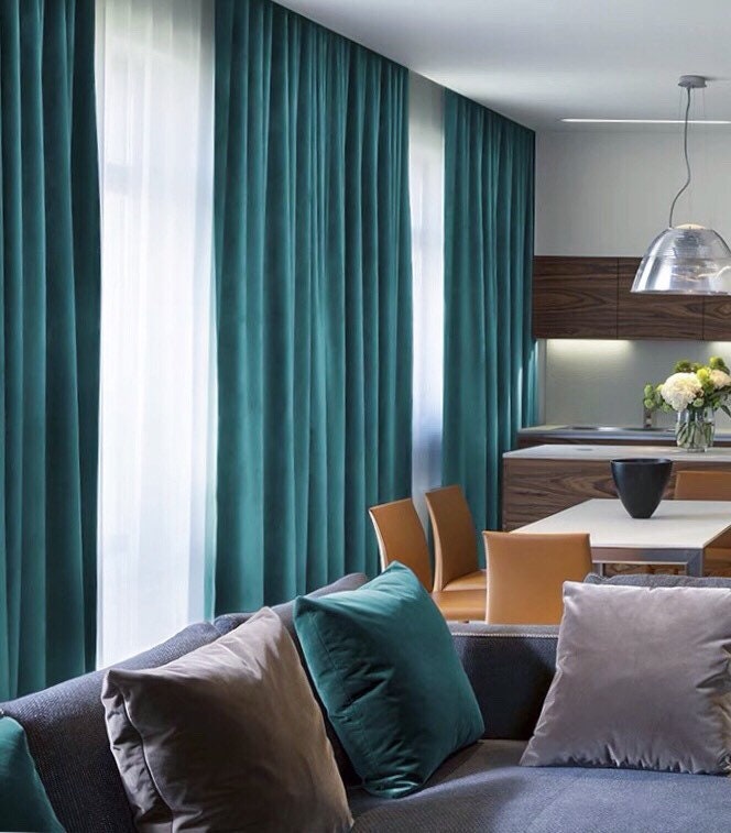 Teal blue curtains store