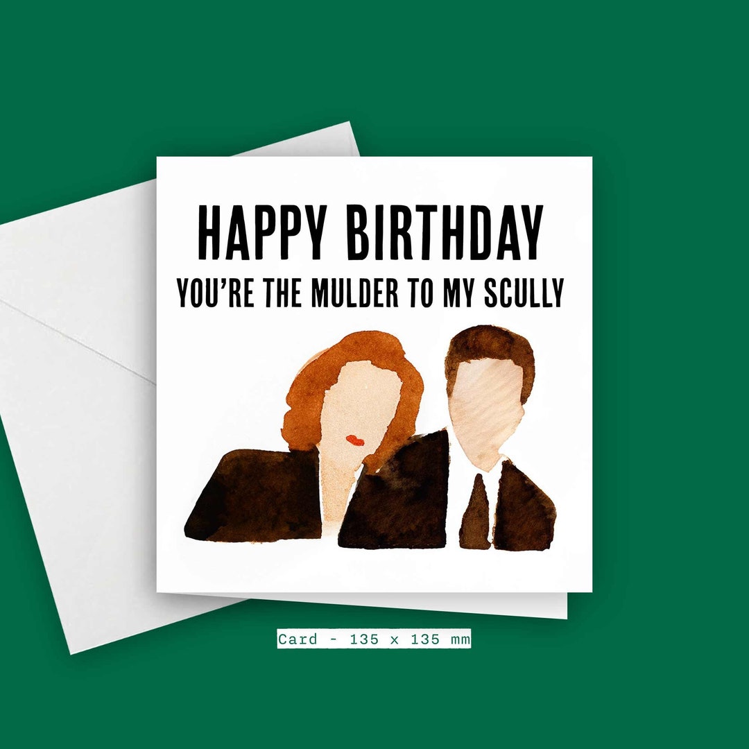 X-files Birthday Card: Mulder and Scully Watercolor Greeting - Etsy