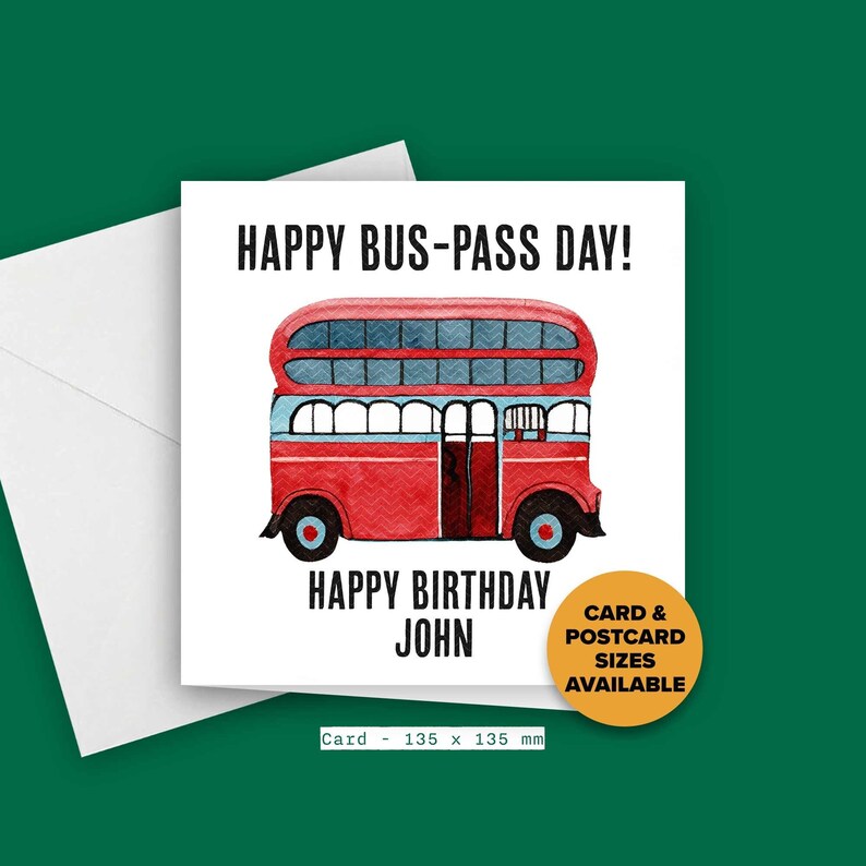 Personalized Bus Pass Retirement Card: Old Age Birthday - Etsy