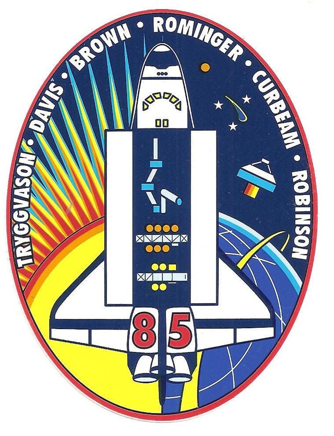 NASA Space Shuttle STS-85 Crew Patch Memorabilia Sticker Decal. Set of ...