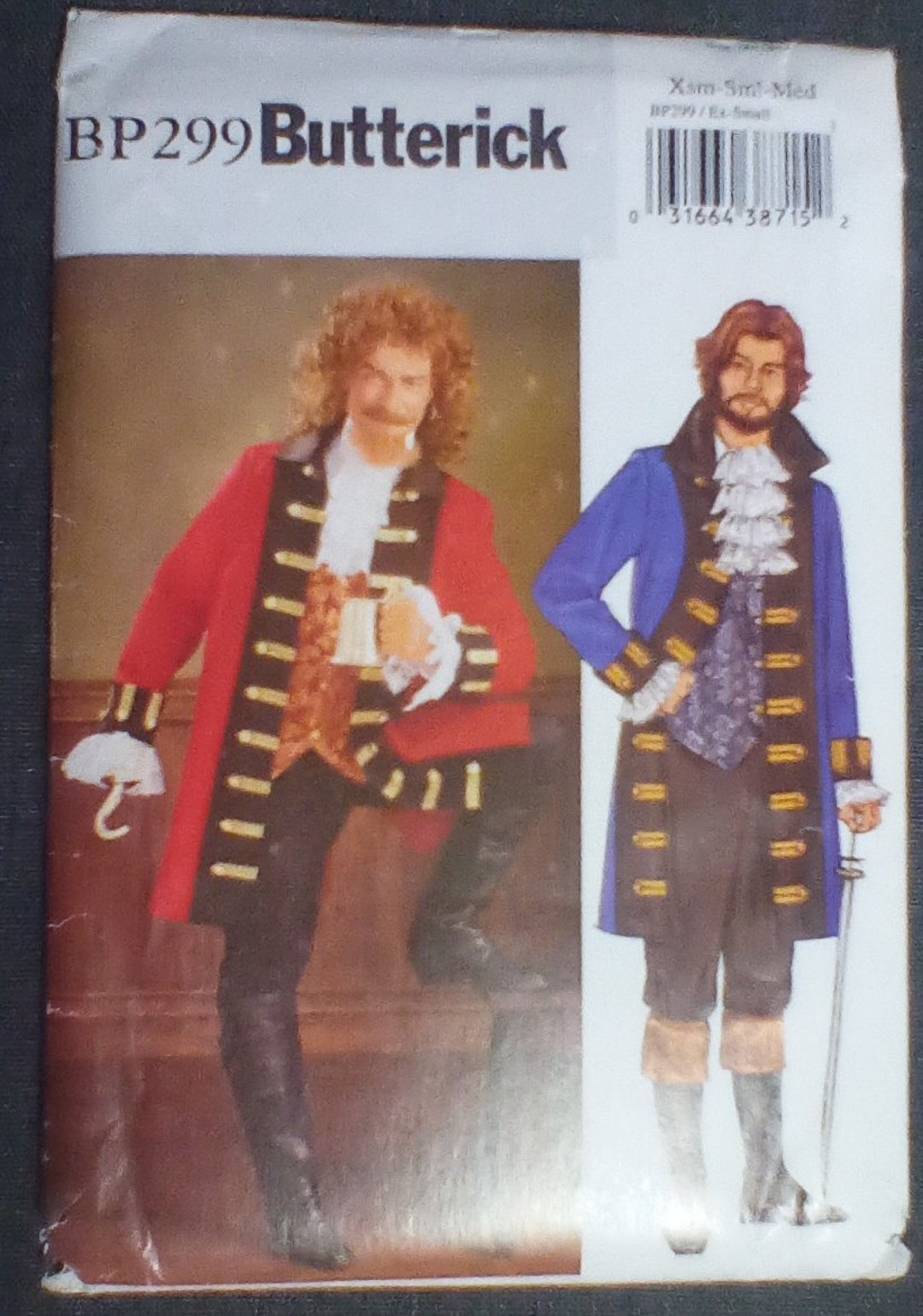 Vintage Butterick Costume Pattern 299 (3894): Men’s Pirate Costume ...