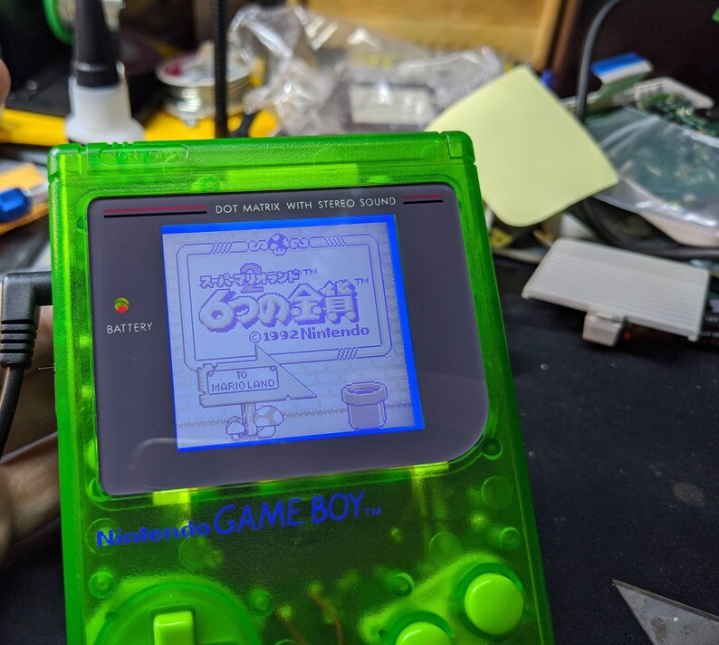 Customized/Modded Clear Green Game Boy DMG-001 with Biverted White Back ...