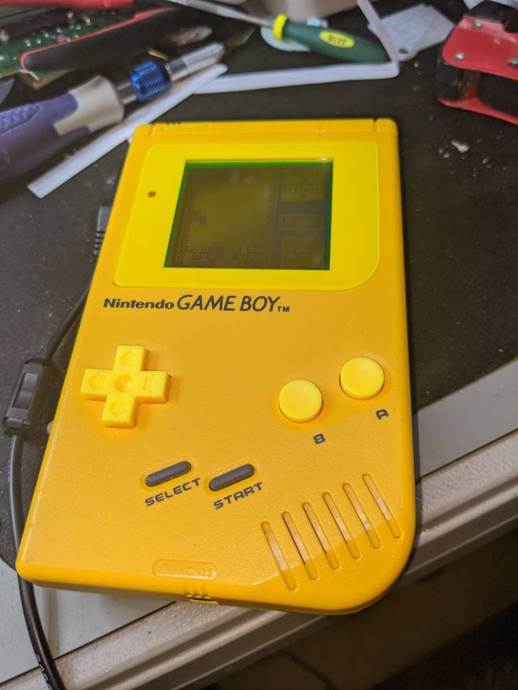 Customized/Modded Yellow Game Boy DMG-001 with Yellow Back-Light Glass ...