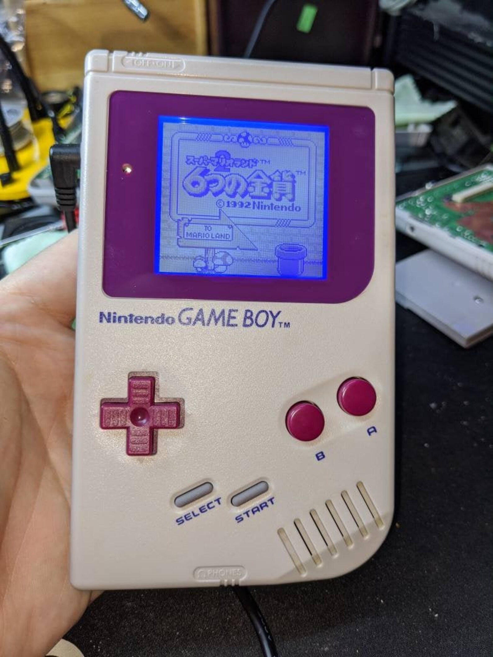 Customized/modded Game Boy (purple Bezel) DMG-001 With Biverted White ...