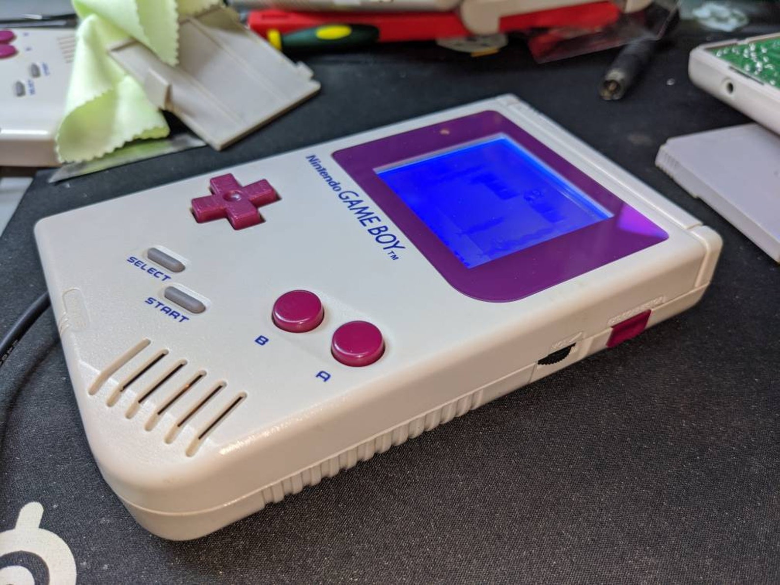 Customized/modded Game Boy purple Bezel DMG-001 With Biverted White ...