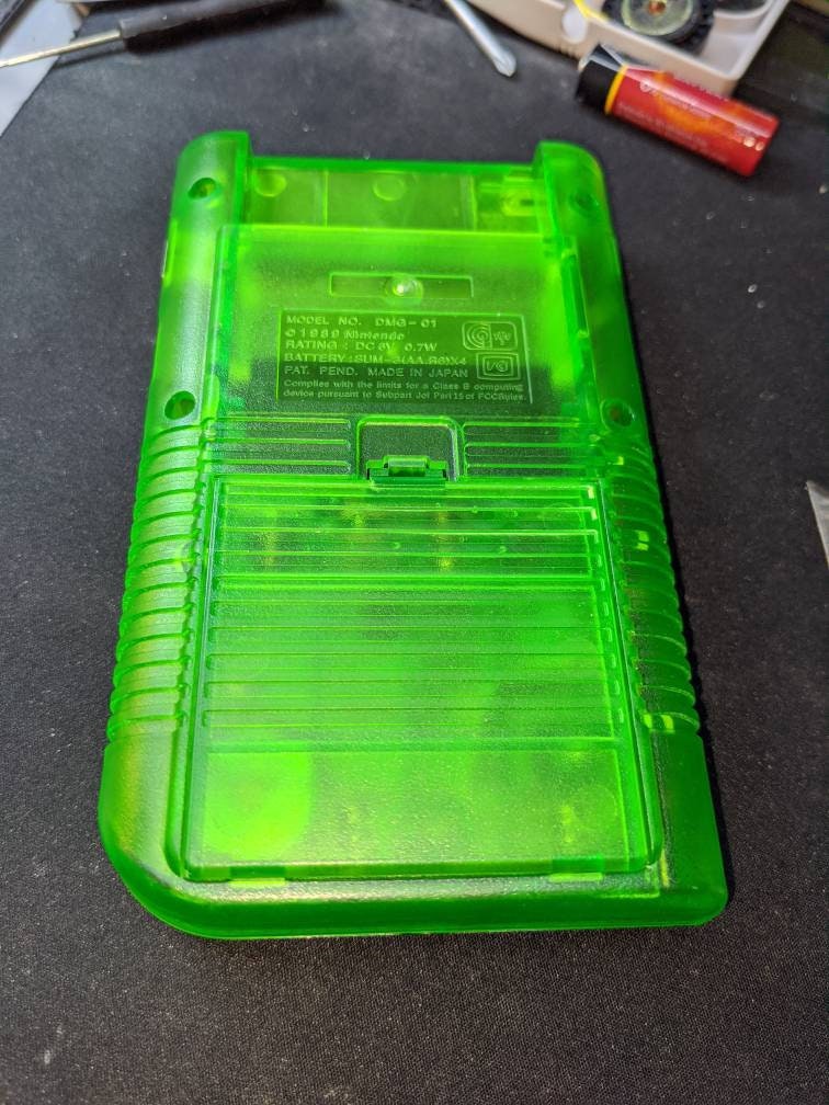 Customized/modded Clear Green Game Boy DMG-001 With Biverted White Back ...