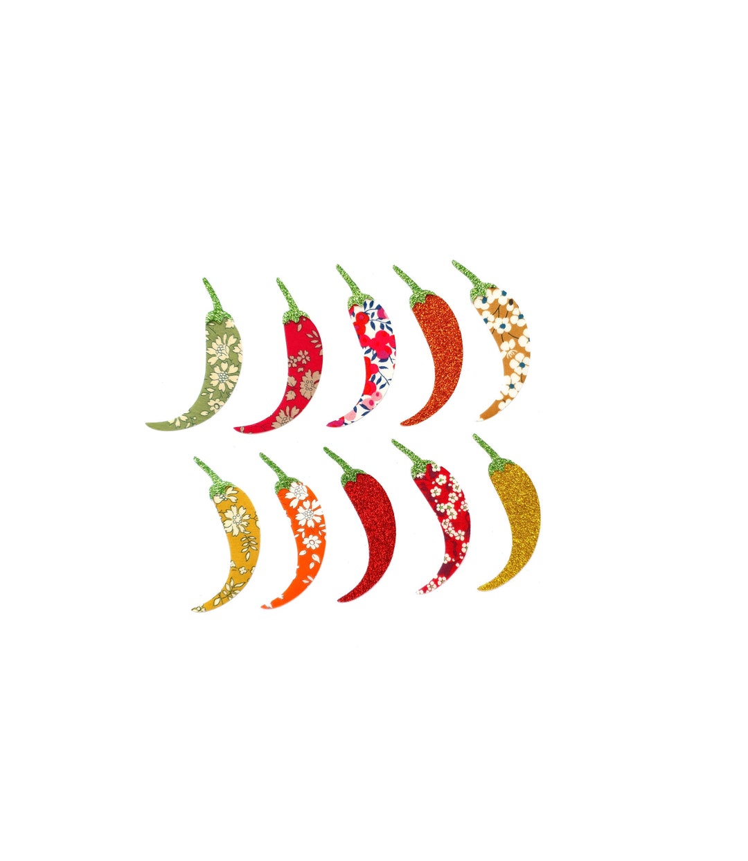 Set of 10 Chilli Peppers Iron on Patches for Easily Customize Clothing ...