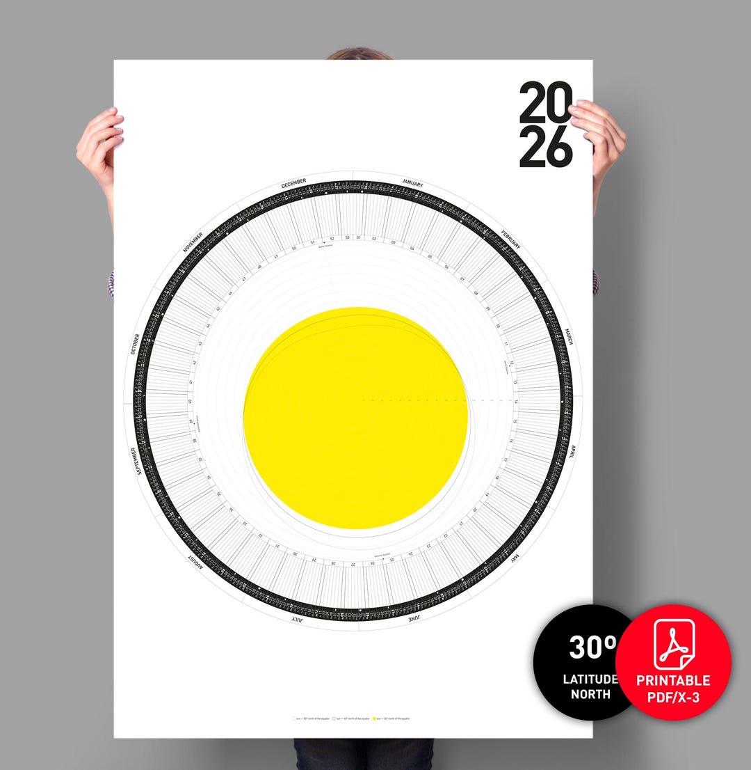The Circular Calendar 2026 – 30º – North – Printable PDF - Etsy