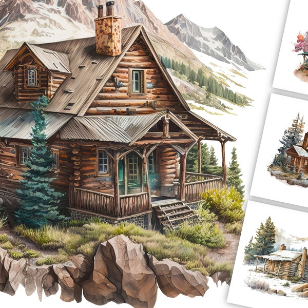Log Cabin Art - Etsy