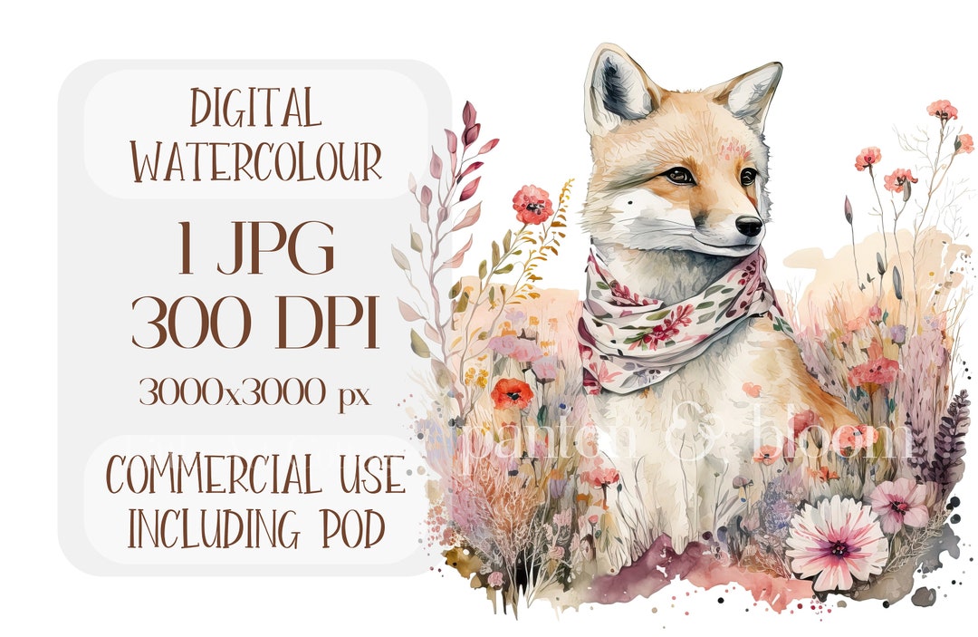 Woodland Fox Clip Art Digital Watercolour Clip Art JPG - Etsy