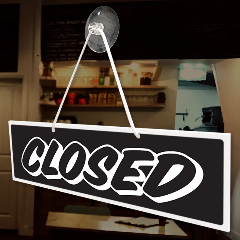 Open and Closed 3mm Rigid Hanging Sign 65mm X 240mm, Shop Window Door ...