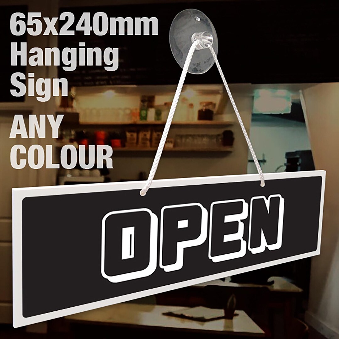 Open and Closed 3mm Rigid Hanging Sign 65mm X 240mm, Shop Window Door ...