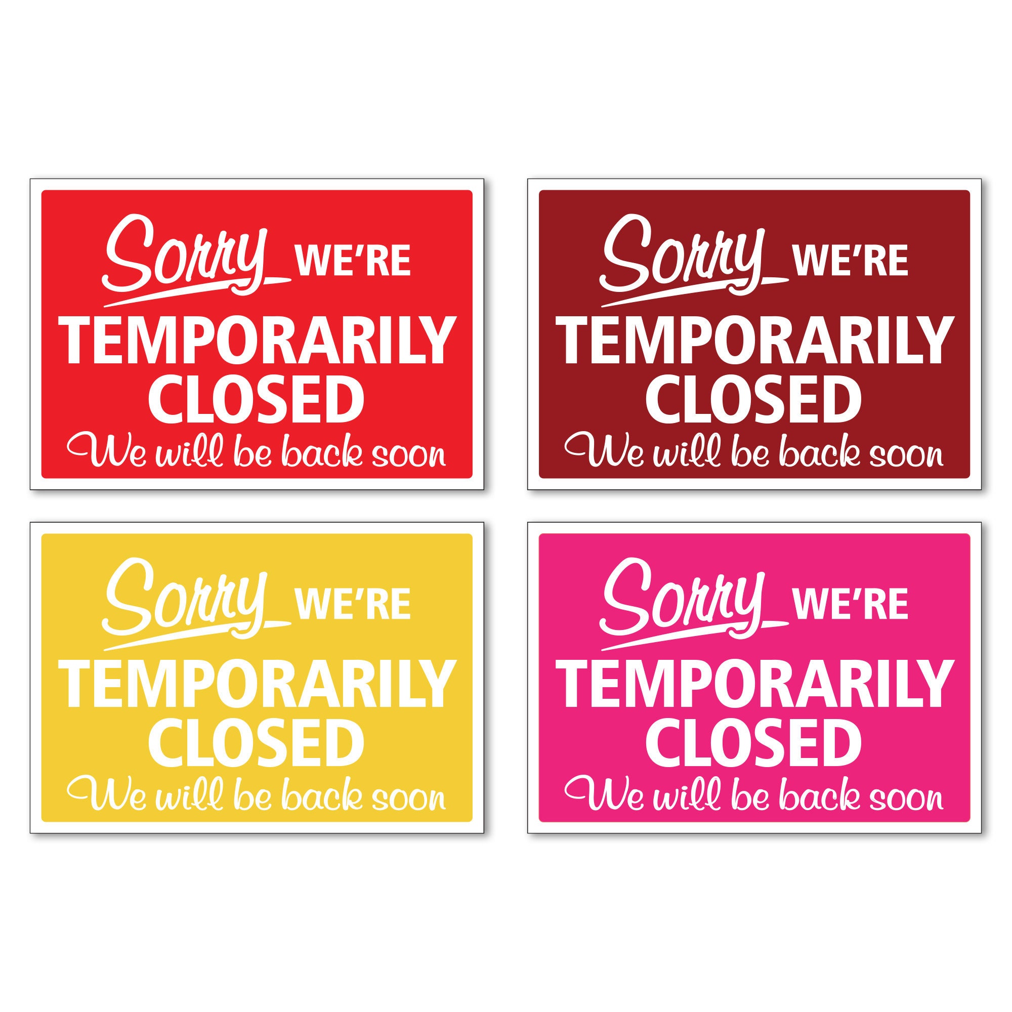 Sorry We're Temporarily Closed 3mm Rigid 140mm X 200mm - Etsy UK