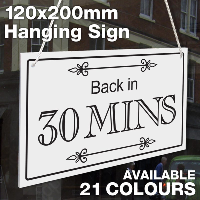 Will Be Back in 30 Minutes Sign - Etsy