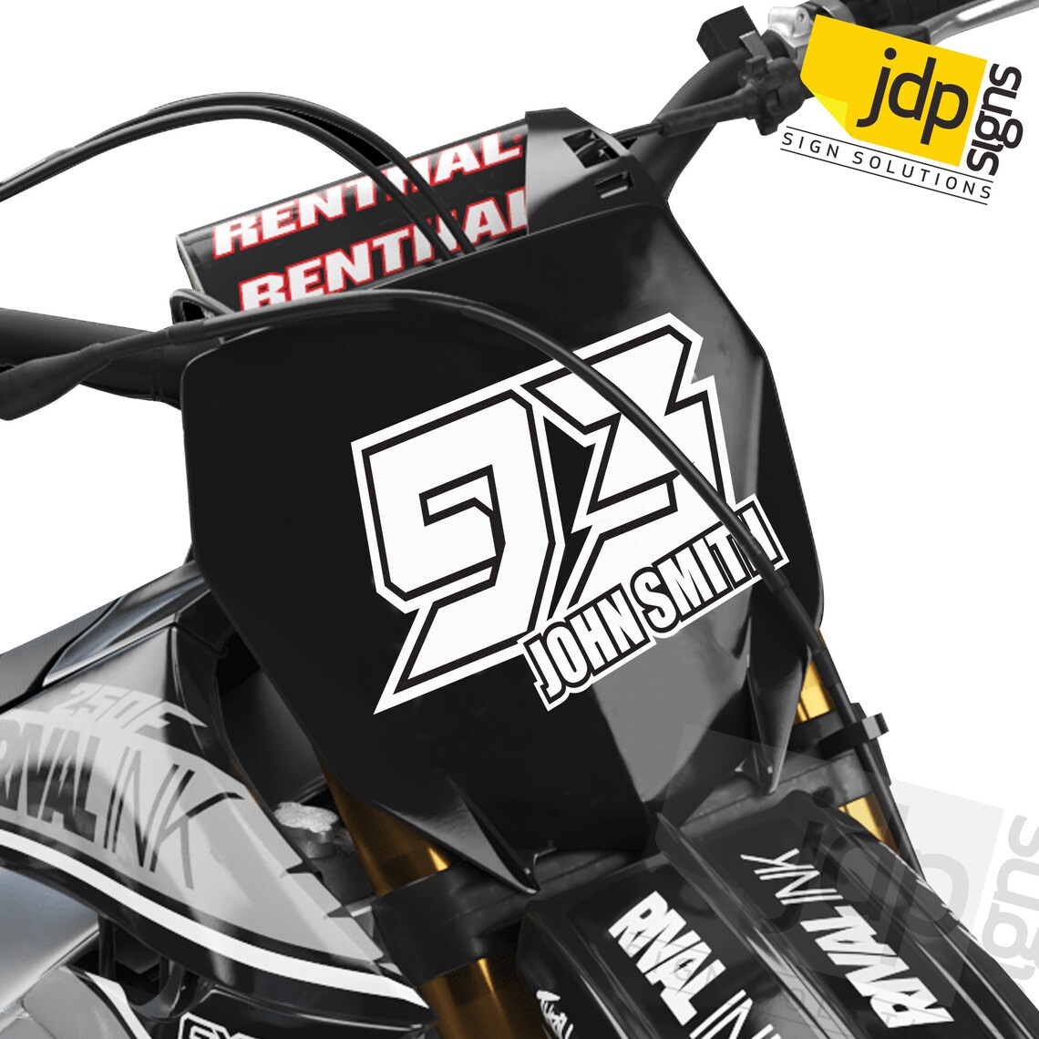 3 X Custom Race Numbers and Name Stickers Motocross Kart Decals Mx Dirt ...