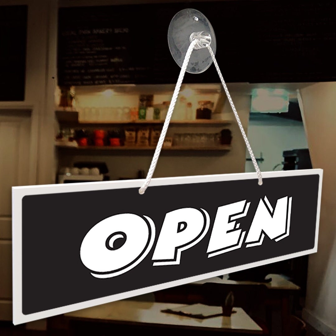 Open and Closed 3mm Rigid Hanging Sign 65mm X 240mm, Shop Window Door ...