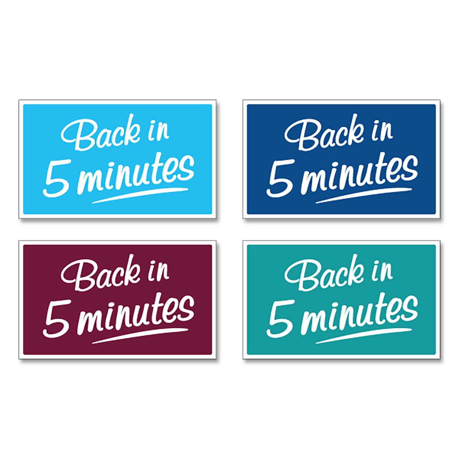 Back in 5 Minutes 3mm Rigid Hanging 120mm X 200mm Sign, Shop Window ...