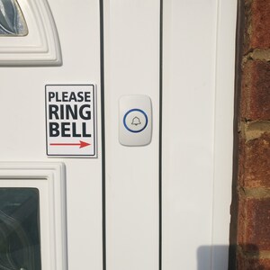 Small Please Ring Bell - Right Arrow Pointing - External 3mm Rigid PVC ...