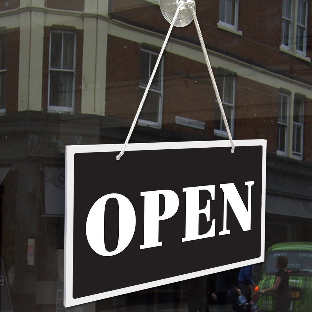 Open and Closed 3mm Rigid Hanging 120mm X 200mm Sign, Shop Window Door ...