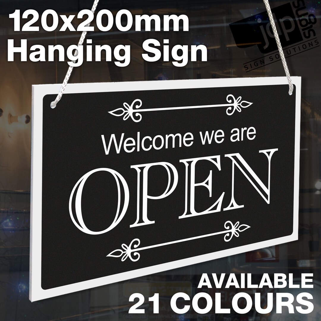 Welcome We Are Open / Sorry We Are Closed 3mm Rigid 120mm X 200mm Sign ...
