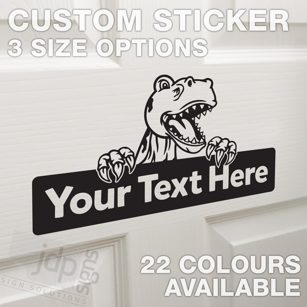 Dinosaur T-rex Custom Name Vinyl Bedroom Door Wall Sticker Decal - 22 ...