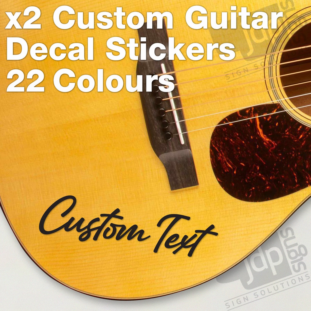 X2 Personalised Guitar Custom Name Text Vinyl Sticker Transfer Decal up ...
