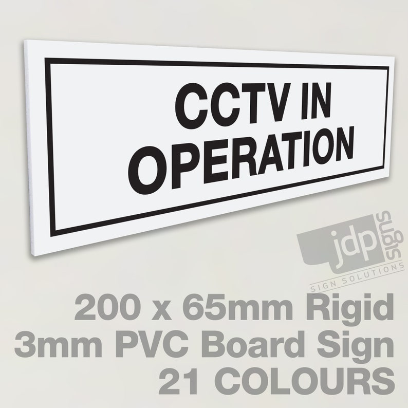 CCTV in Operation 3mm Rigid PVC Board Sign - 21 Colours - Etsy UK