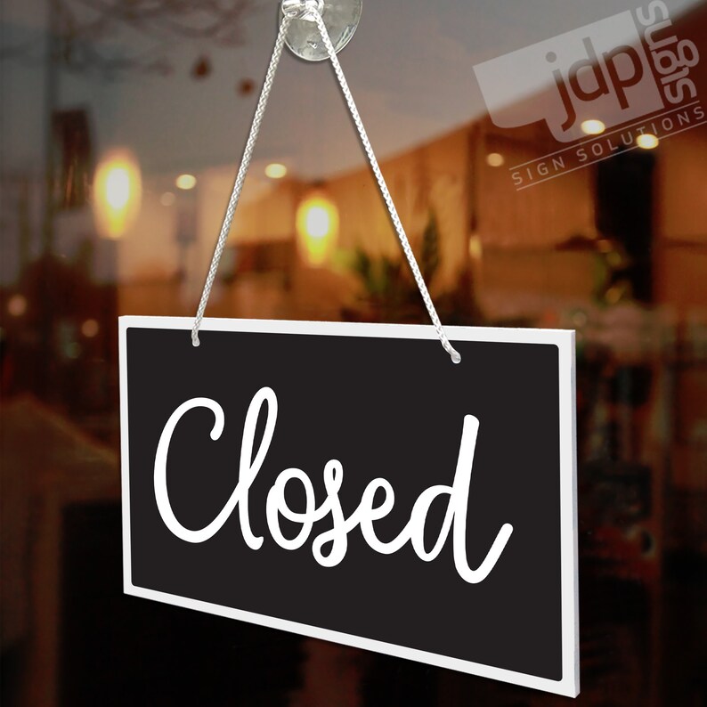 Open Closed Script Handwritten 3mm Rigid 120mm X 200mm Sign, Shop ...