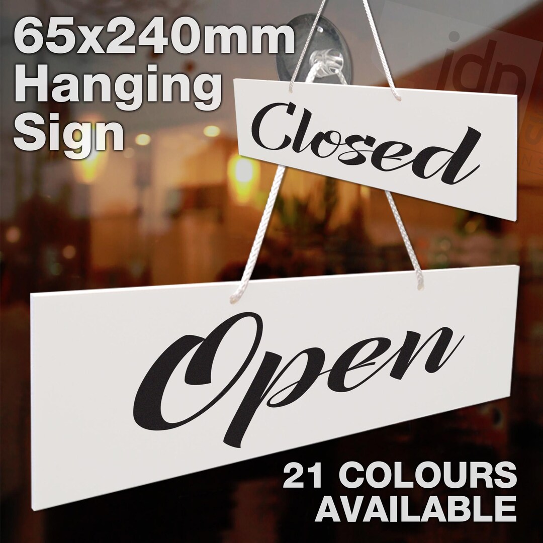 Open and Closed 3mm Rigid Hanging Sign 65mm X 240mm, Shop Window Door ...